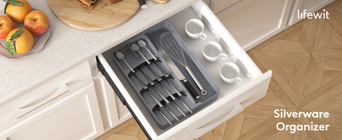 Silverware Drawer Organizer, Utensil Flatware Cutlery Holder Tray ...